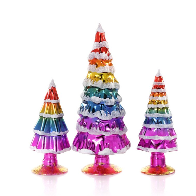 Rainbow Hue Glass Trees (Set of 3)